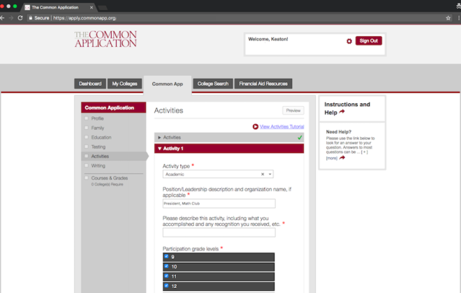 How To Complete The Common App Activities List